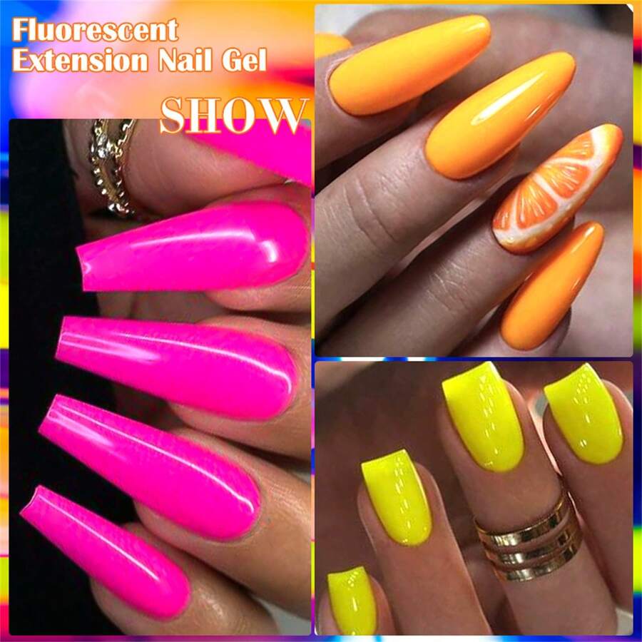 6PCS/Set 20ml Fluorescent Acrylic Poly Extension Nail Gel For Fingers ...