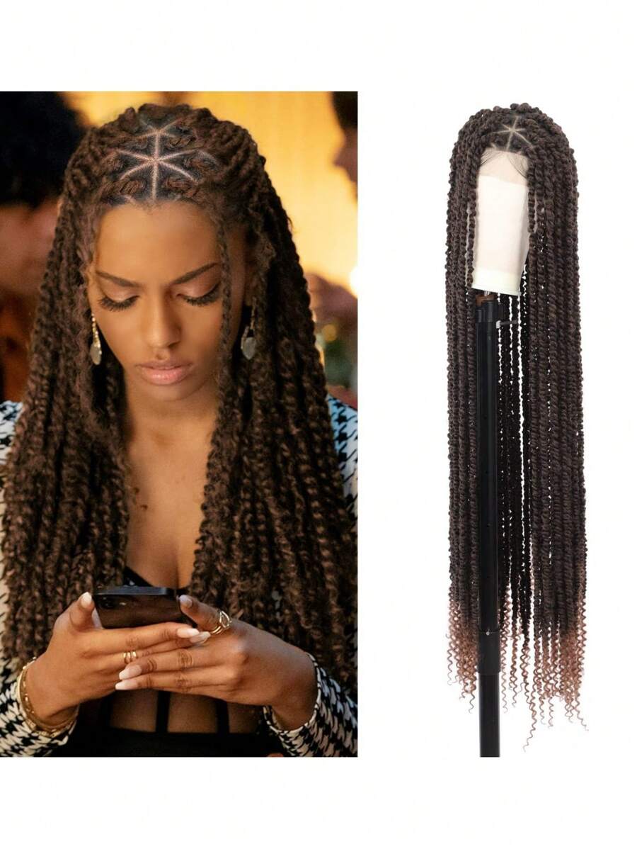 Super Long 44'' Knotless Spring Twist Braided Wigs For Women Full ...