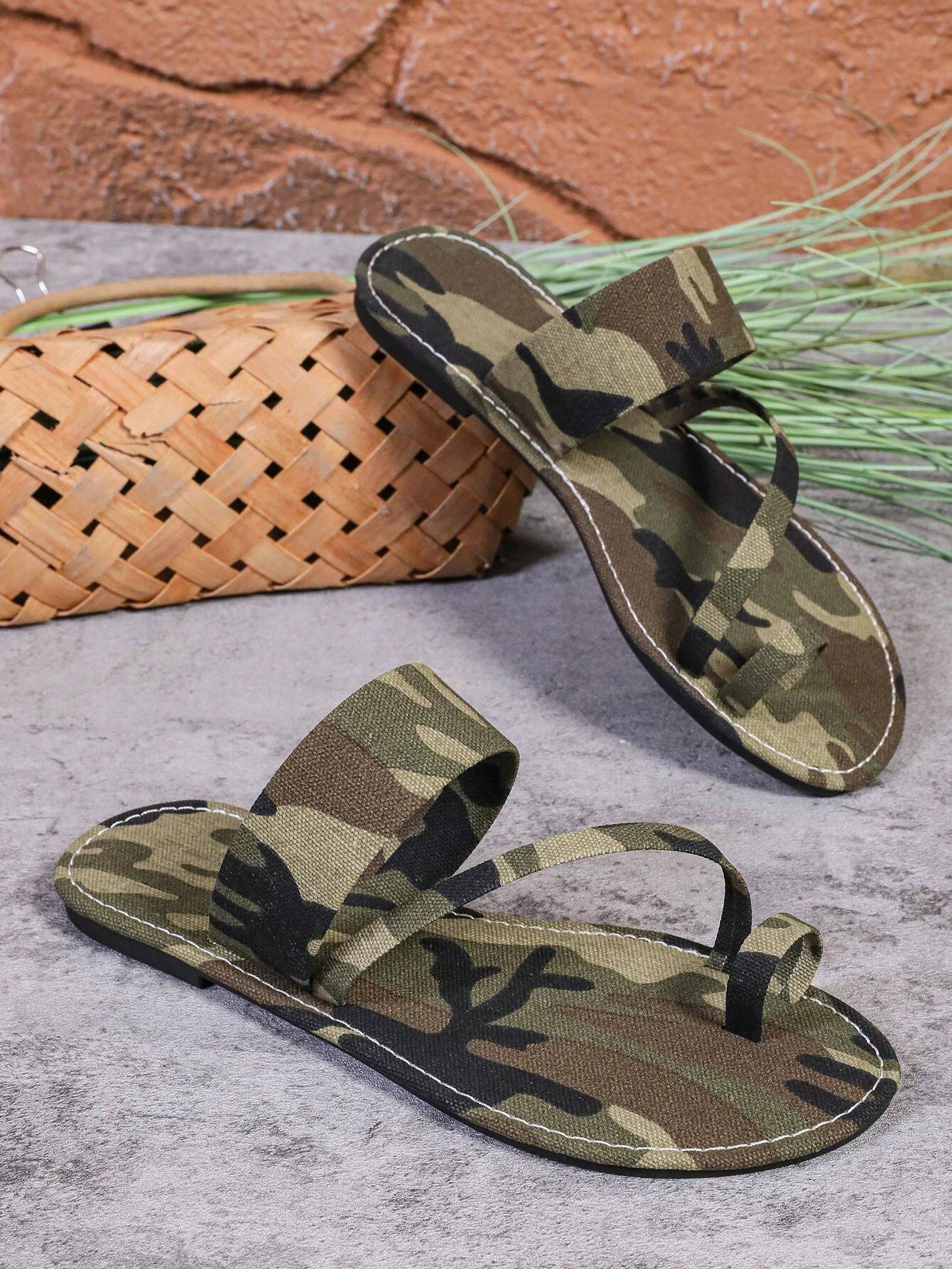 1pair Olive Green Casual Denim Beach Sandals For Teens & Kids ...