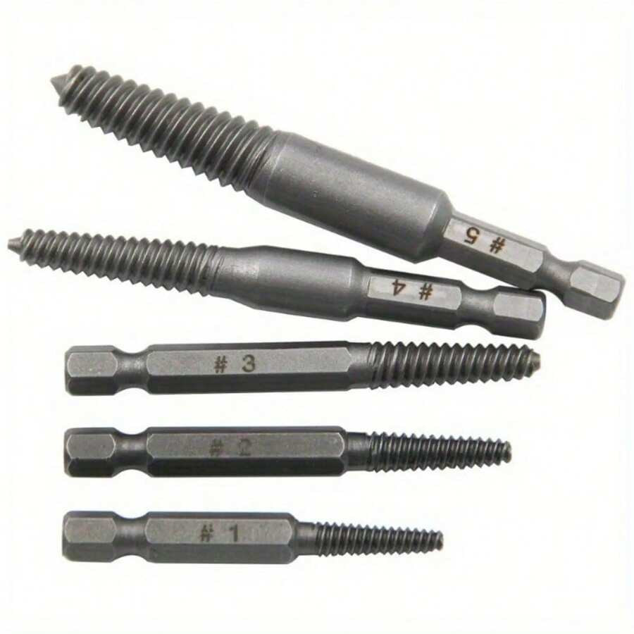 10-Piece Screw Extractor Set - Heavy-Duty Hex Shank Broken Head Bolt ...