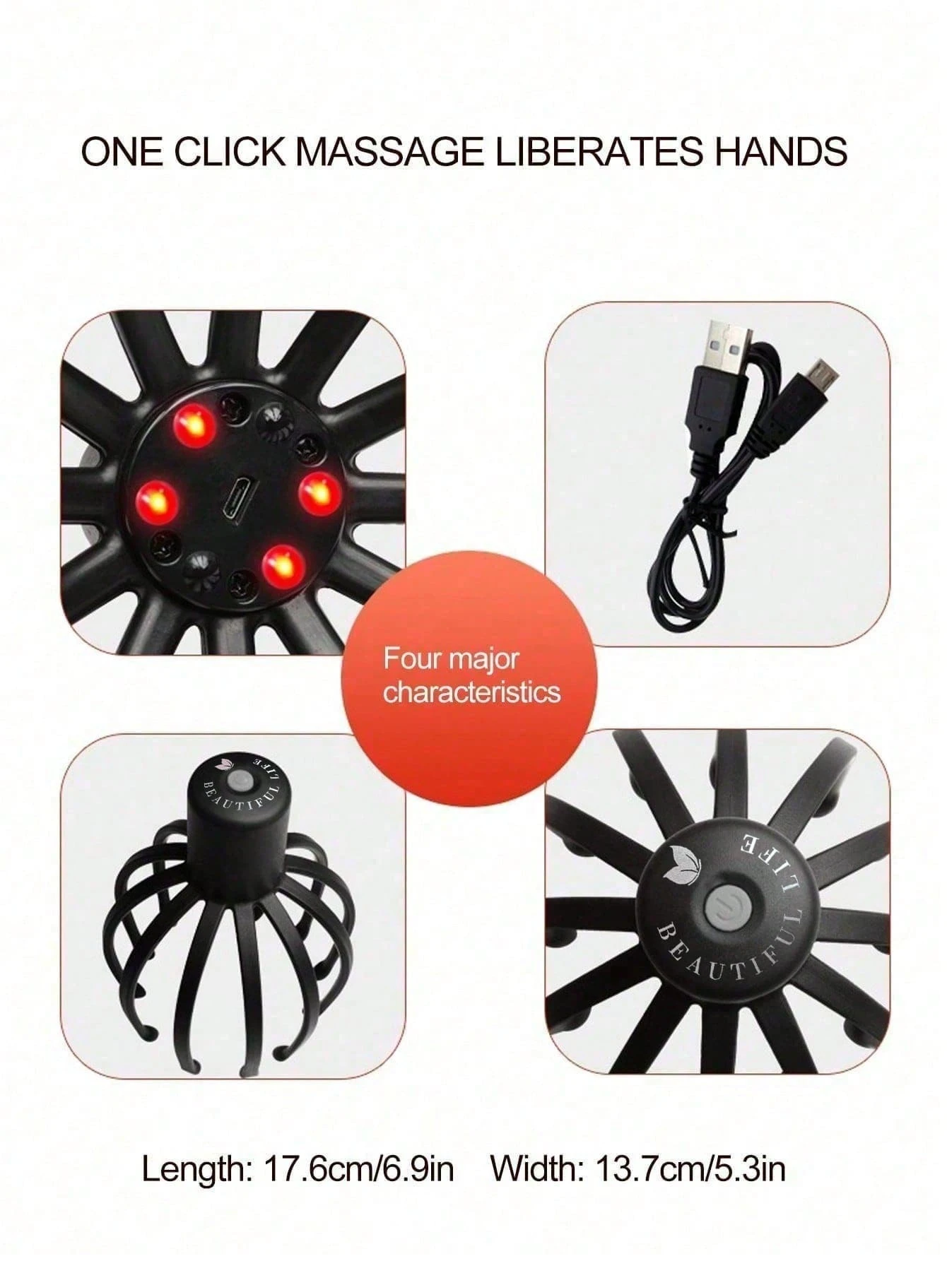 Intelligent Electric Octopus Head Massager Soul Extraction, Head ...