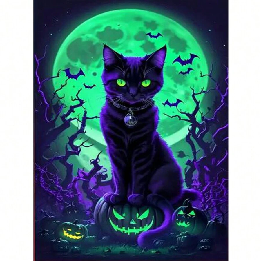 5D [AB+Square Diamond] [Flocked Cloth] DIY Halloween Decoration Full ...