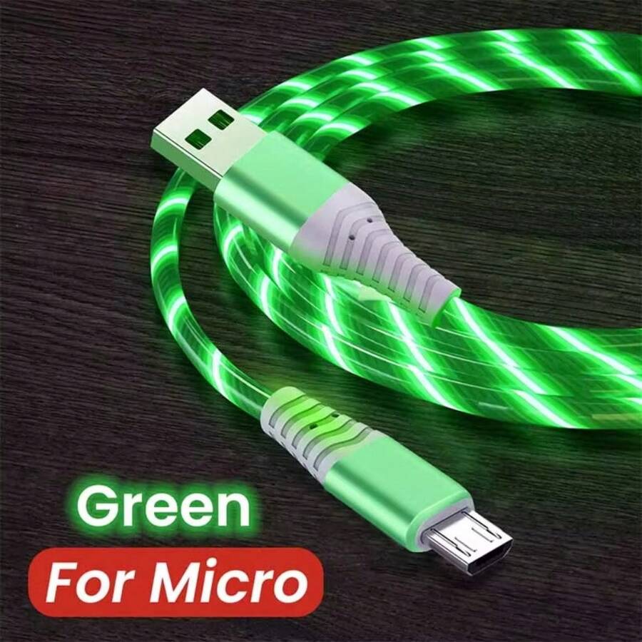 Glowing LED Cable 3A Fast Charging Cable Luminous Micro USB Type C ...