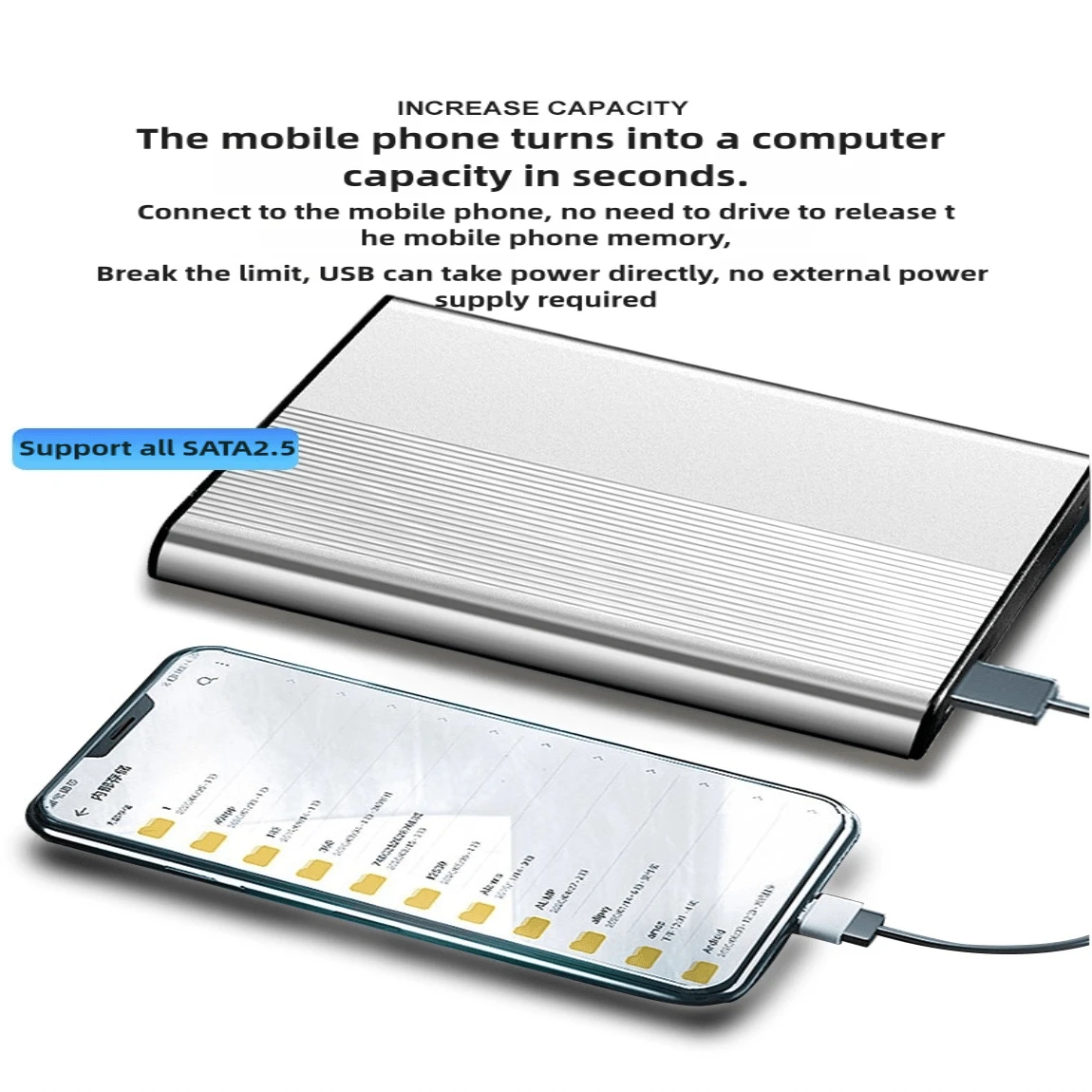 Metal Mobile Hard Drive Enclosure, Supports SATA 2.5" Shockproof ...