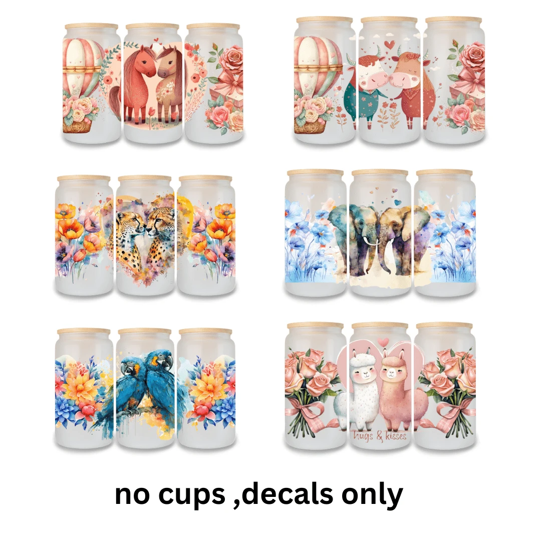 10 Pcs Animal Series Uv Dtf Cup Decals Set - Waterproof, Easy Apply ...