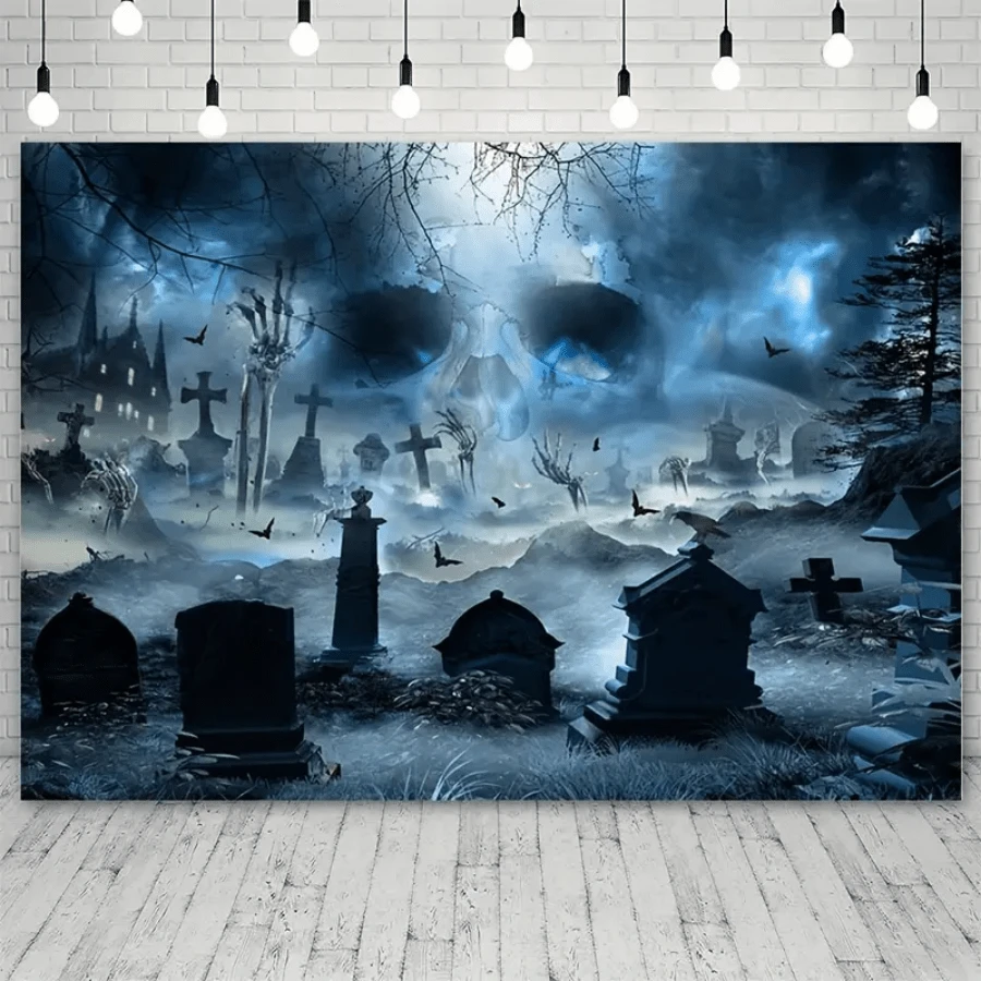 Mysterious Halloween Photography Background, Dark Cemetery With ...