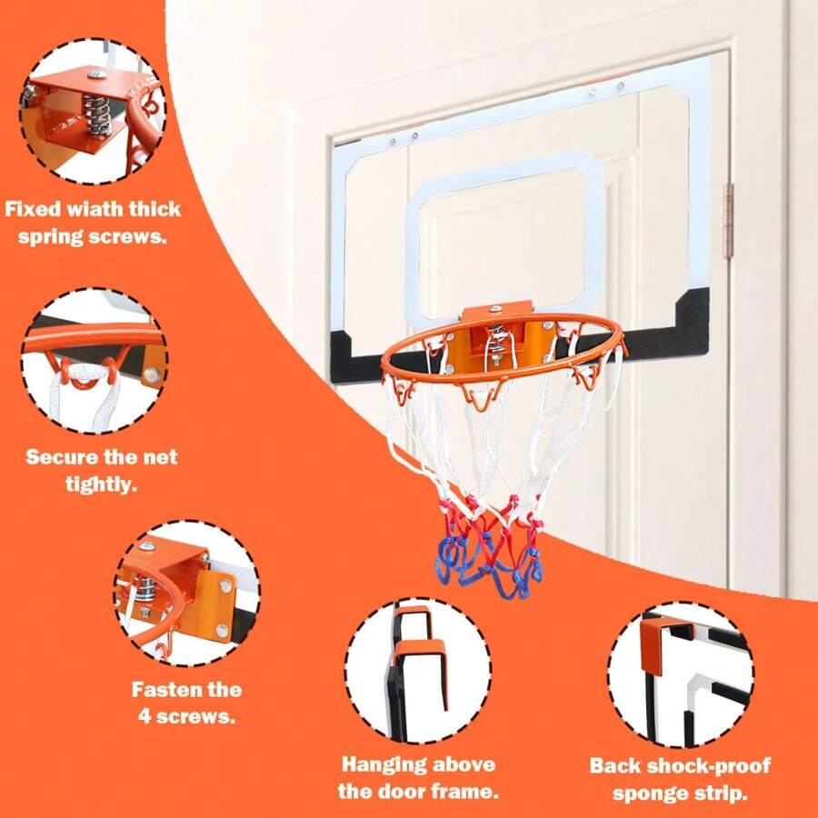 Indoor Mini Basketball Hoop Set For Girls Boys Teens - Wall Mounted ...