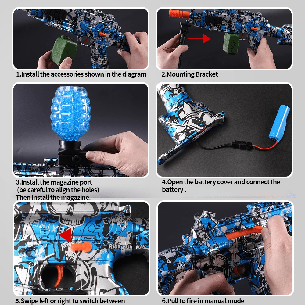 Christmas Decoration M249 Electric Gel Gun Blaster - Metal Surface ...
