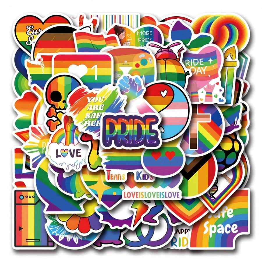 55 Pcs Pride Stickers GAY Vinyl Aesthetics Stickers For Scrapbooking ...