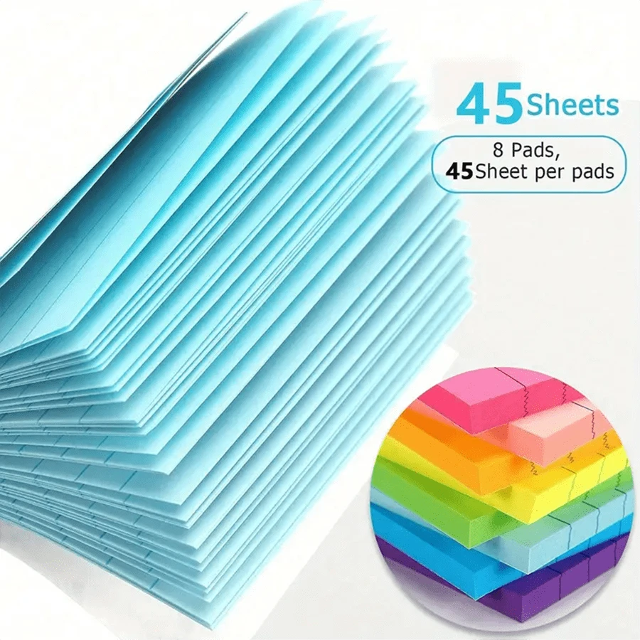 8/Pack, Vibrant And Super Sticky Powerful Sticky Notepads, 45 Sheets ...