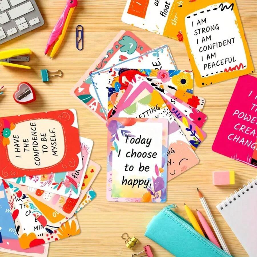 50 Motivational And Positive Affirmation Cards With Colorful Designs ...
