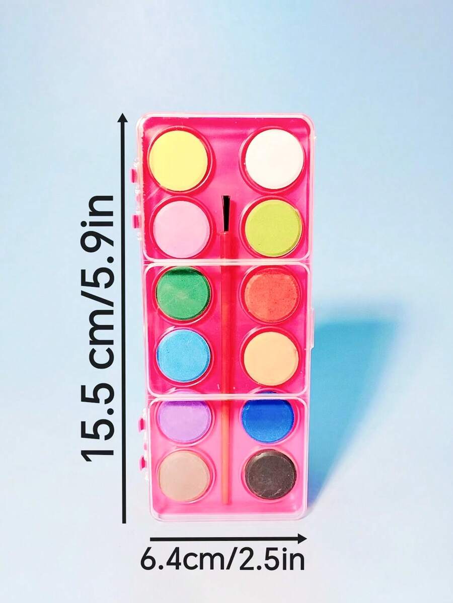 1pc 12-Color Solid Watercolor Palette, Highly Pigmented Compact ...