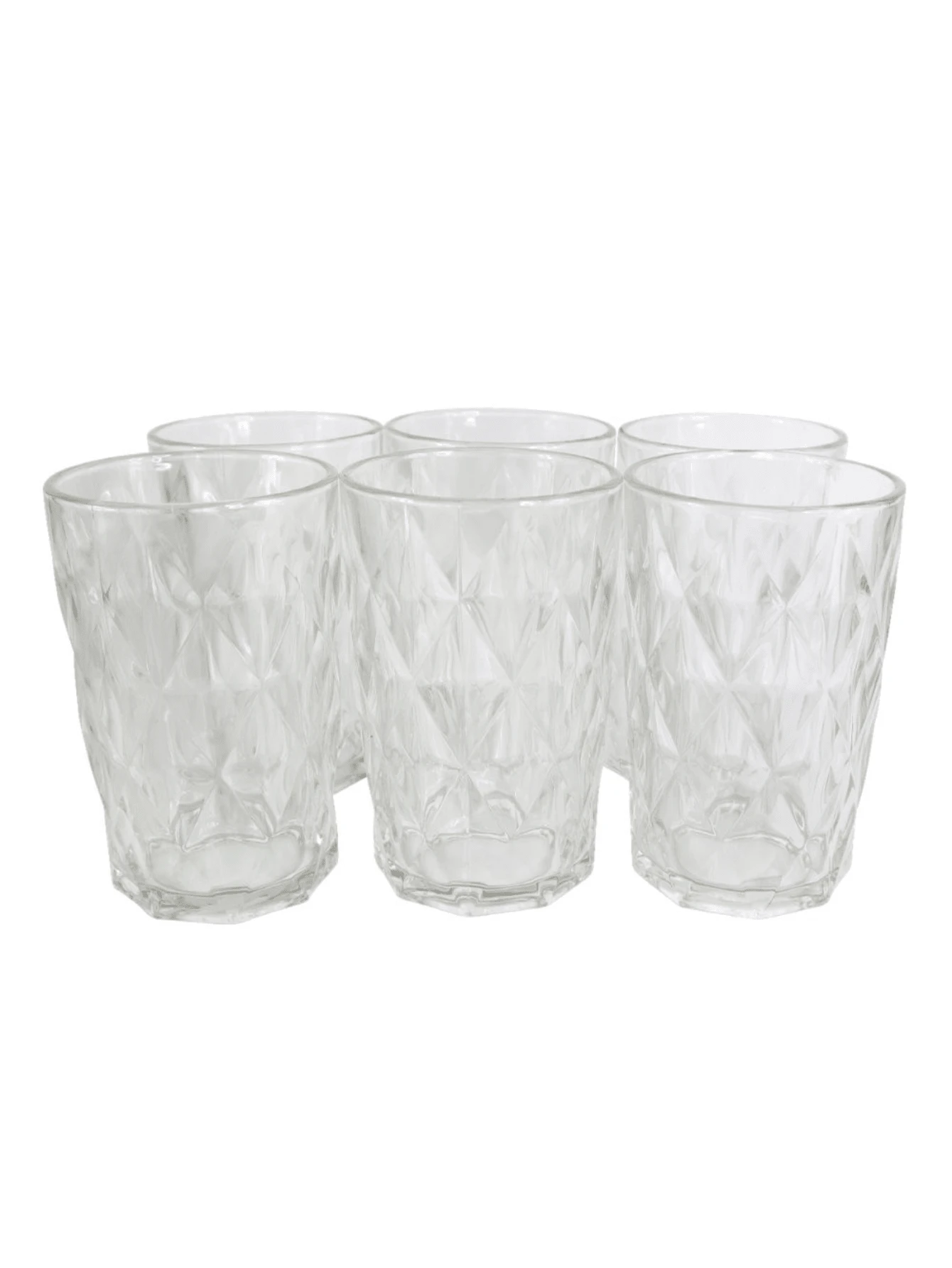 Kit Jogo Conjunto Com 12 Copos Praticasa de Vidro Diamante 370ml ...