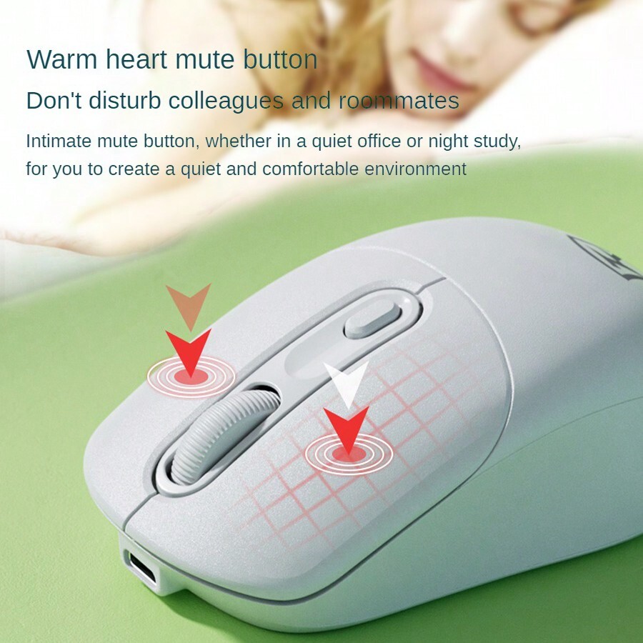 Bluetooth Tri-Mode Wireless Mouse Girls Cute Charging Models Mute Phone ...