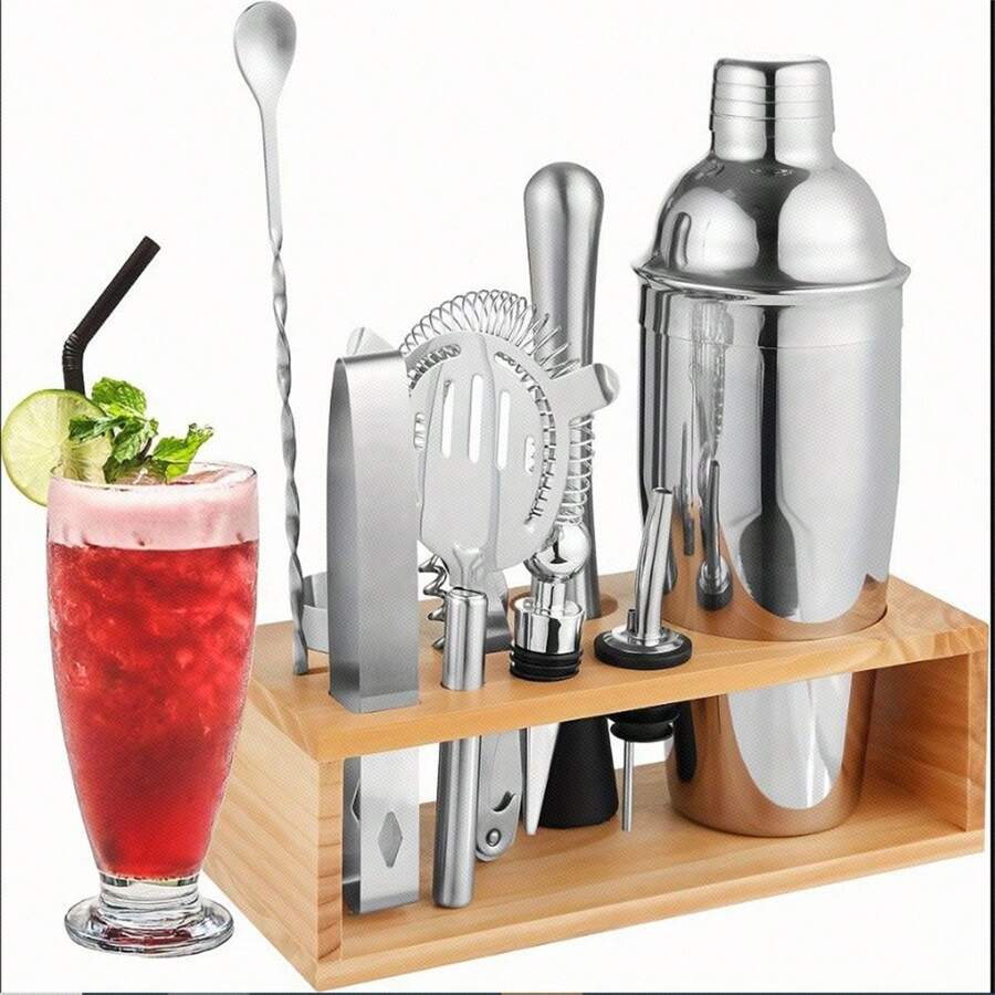 Stainless Steel 10 Piece Home Cocktail Mixing Kit - With Bartender's ...