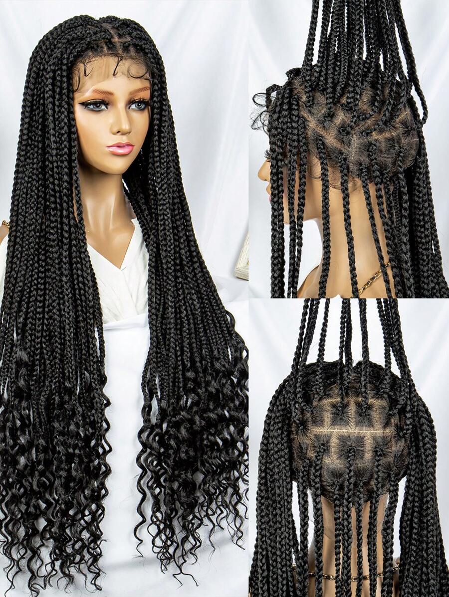 S SEDITTYHAIR Full Lace Black Chemical Fiber Braided Hair Three-Strand ...