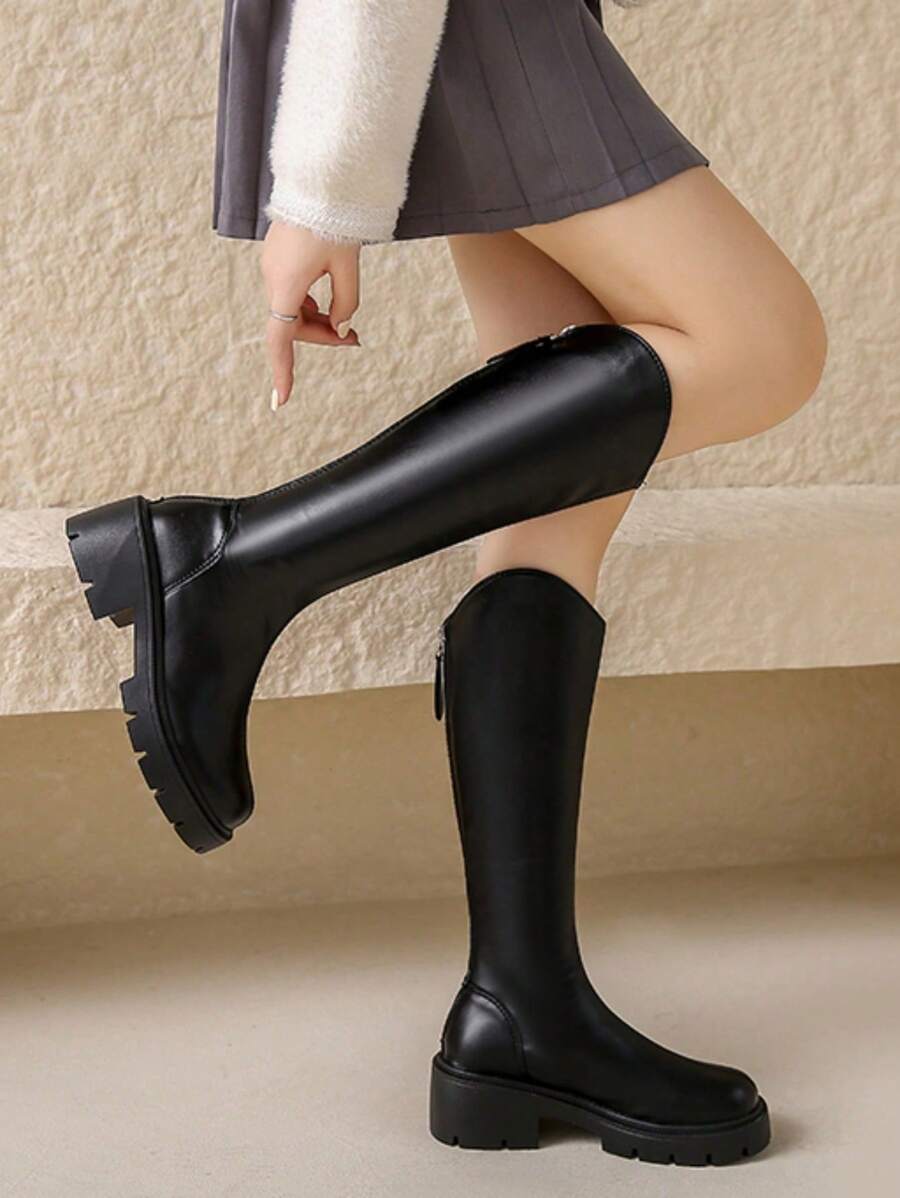 2024 Thick Sole Over-The-Knee Riding Boots For Women, Fluffy Lined High ...
