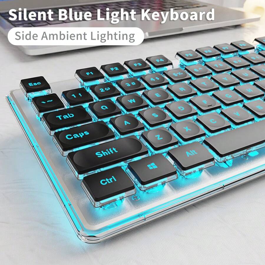 EWEADN Gaming Keyboard Mechanical Feel LED-Backlit, Black Wired Office ...