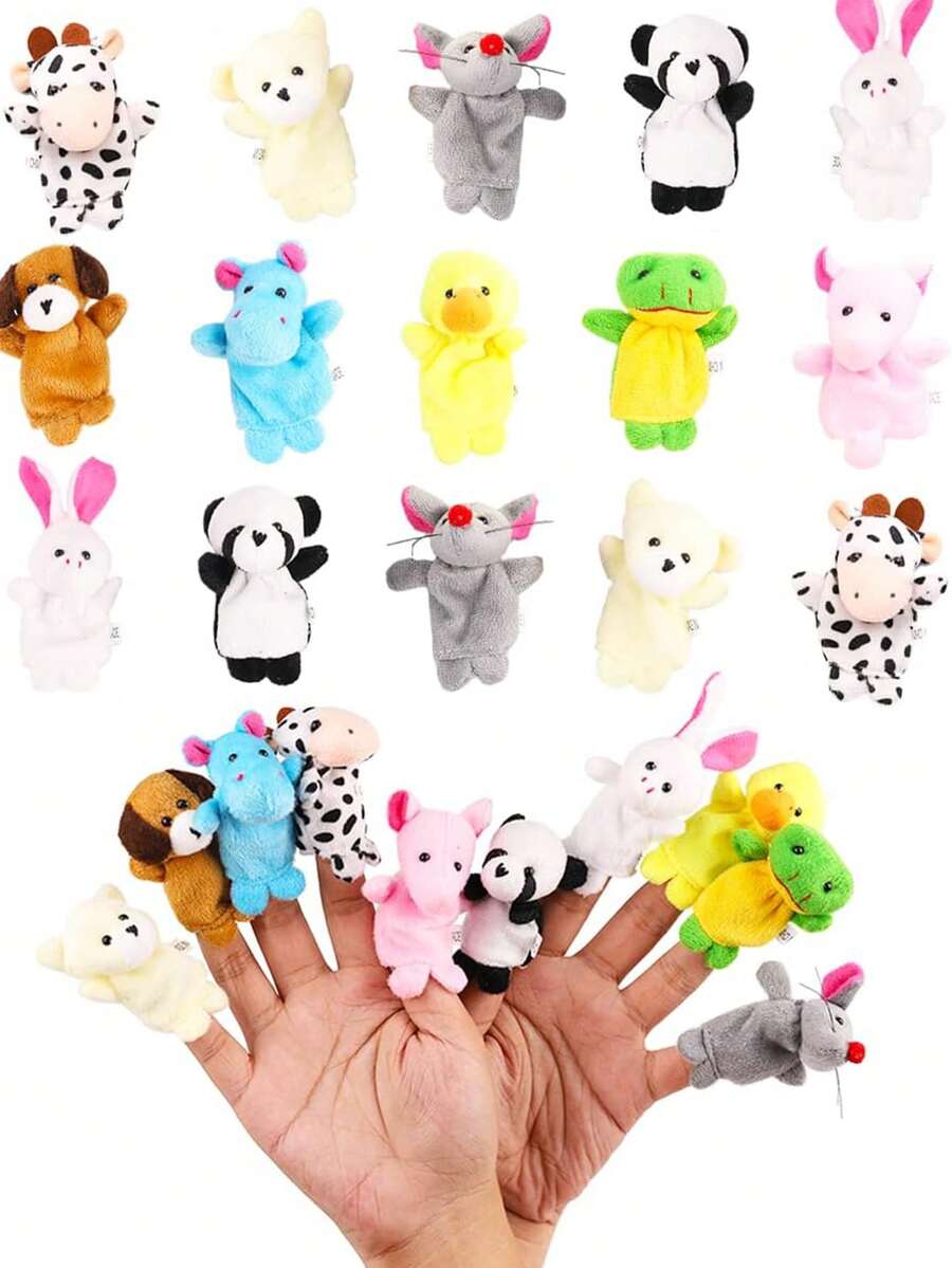 10pcs Cute Animal Finger Puppets, Mini Cartoon Animal Gift, Plush ...