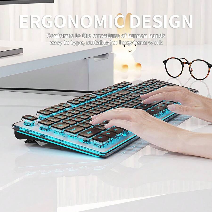 EWEADN EWEADN GX710S Mechanical Feel Gaming Keyboard, 104 Keys Wired ...