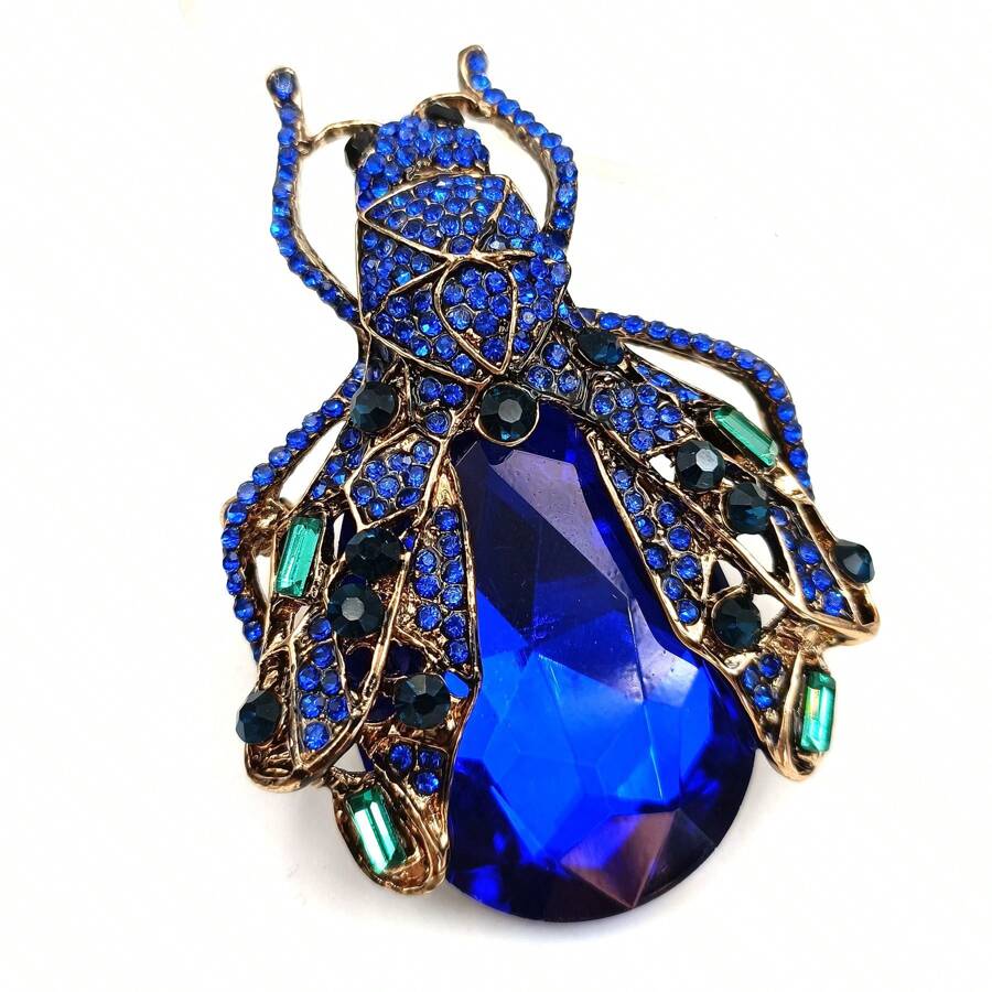 Fabulous Big Blue Bug Broach Pin Rhinestone Insect Jewelry | SHEIN USA
