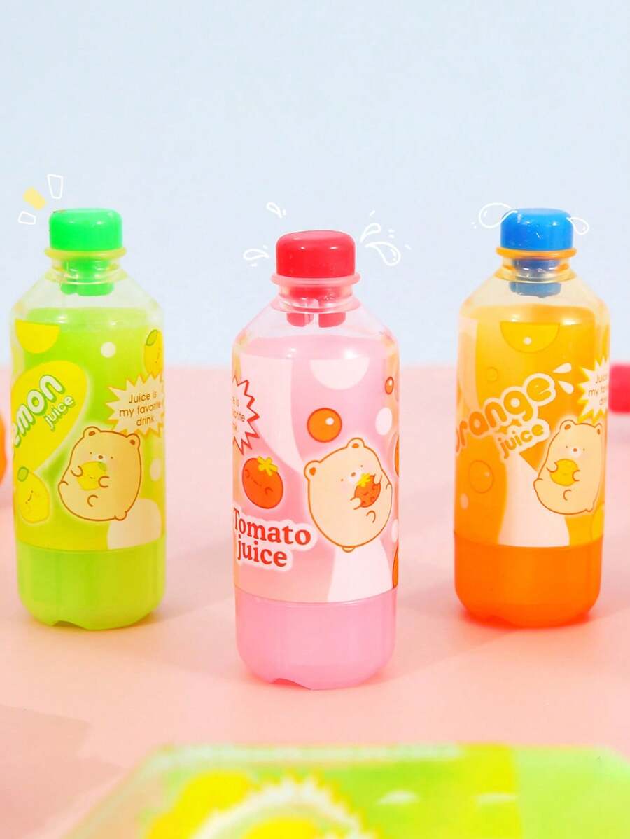 TOCHAIN 1pc Random Color Juice Bottle Shaped Eraser, Candy Color Cute ...