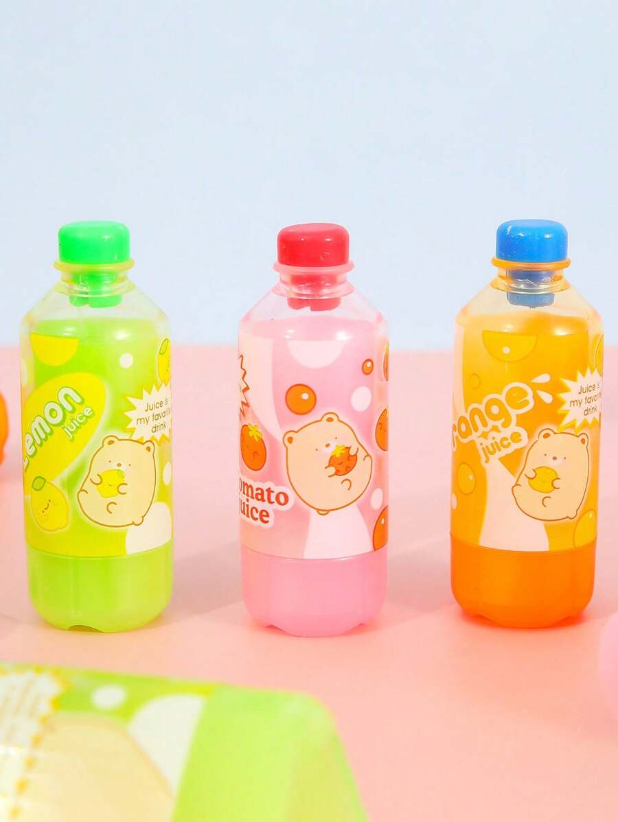 TOCHAIN 1pc Random Color Juice Bottle Shaped Eraser, Candy Color Cute ...