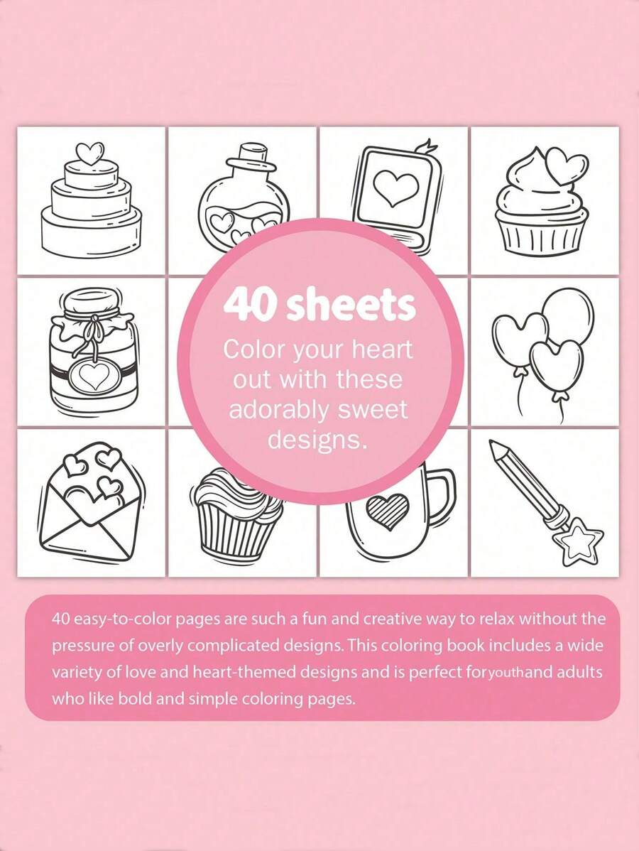 1pc Creative Coloring Book With 40 Pages Of Cartoon Food, Fruit ...