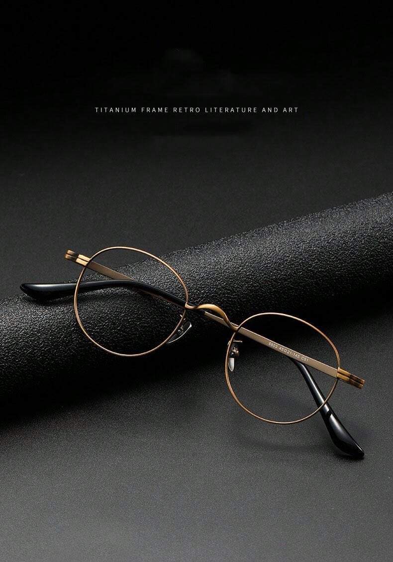 Ultralight Titanium Alloy Small Frame Eyeglasses, Retro Round Designer ...