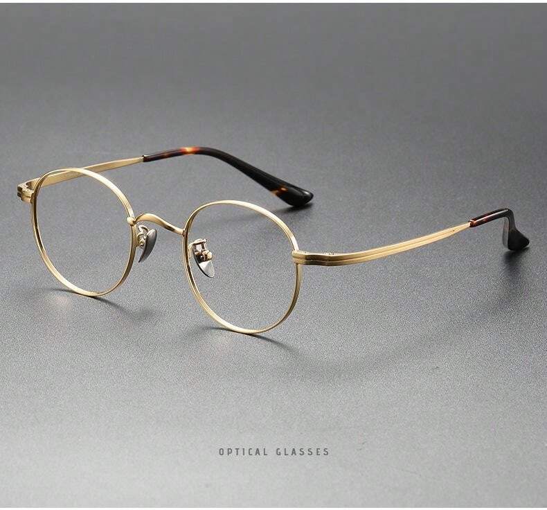 Ultralight Titanium Alloy Small Frame Eyeglasses, Retro Round Designer ...
