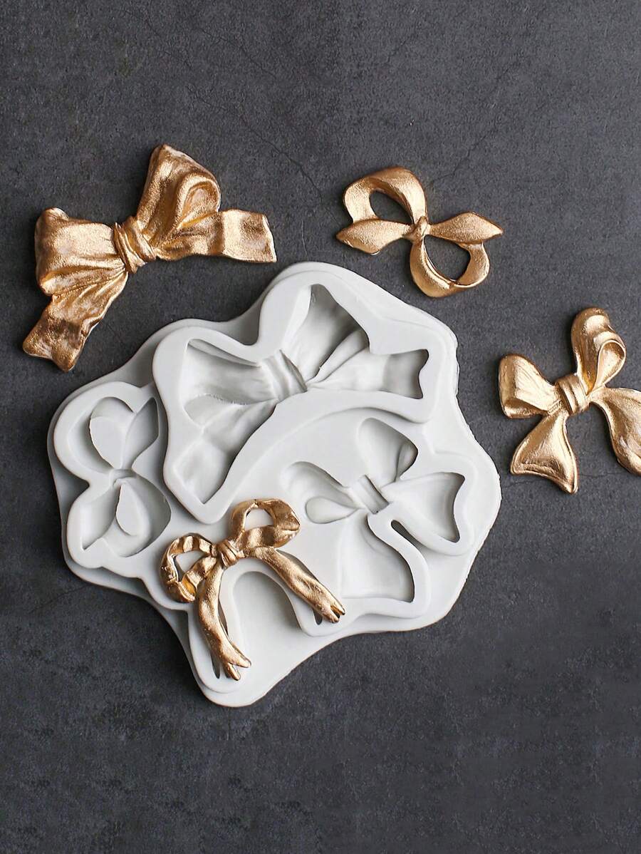 DIY French Beauty Bow Ribbon Silicone Mold Resin Dropped Gypsum Clay ...