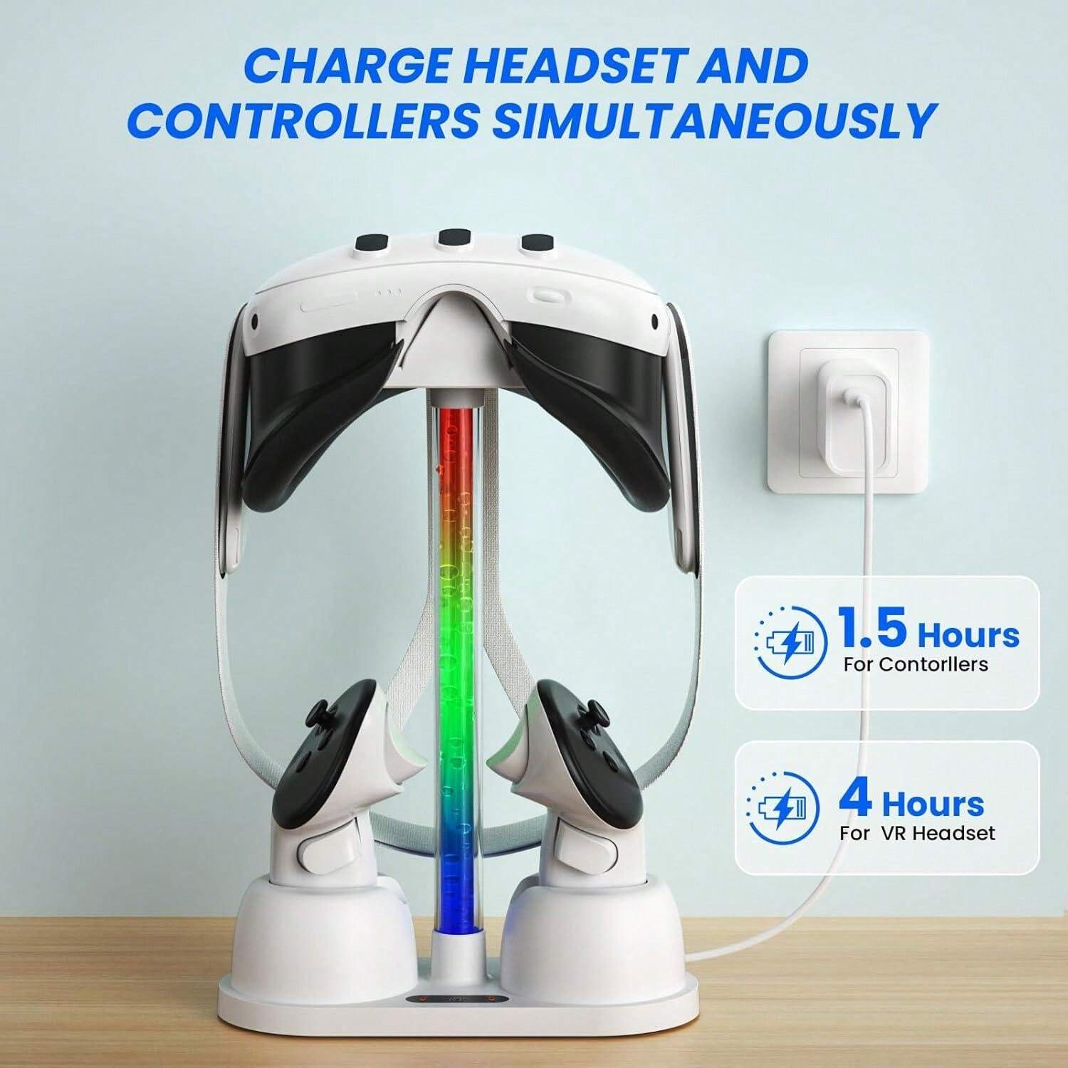Handle Rainbow Charging Stand For Meta Quest 3 Helmet Colorful RGB ...