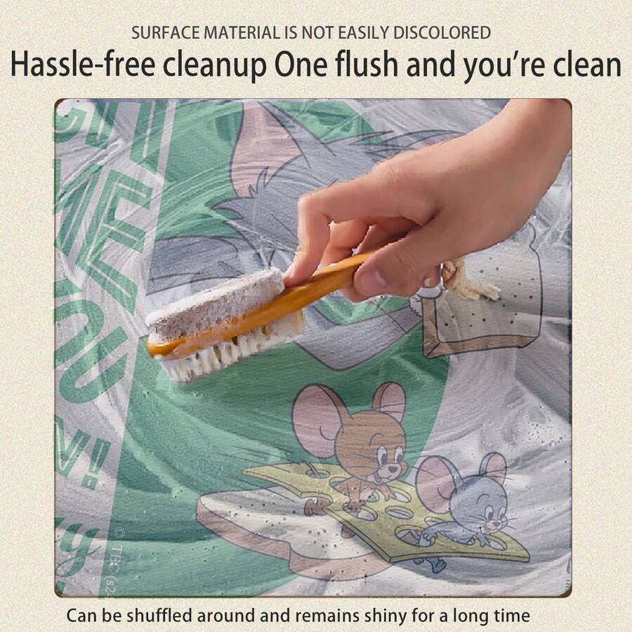 Tom And Jerry Water Absorbent Mat, Green Cartoon Cat And Mouse ...