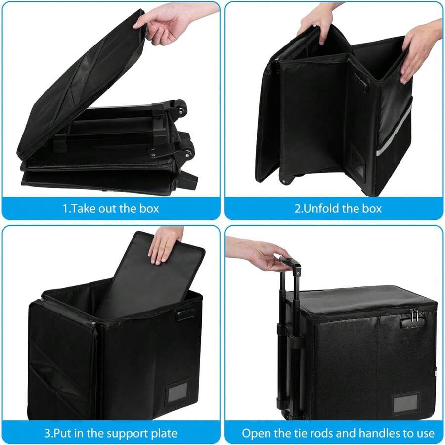 Rolling Cart With Wheels, Fireproof File Organizer Foldable Shopping ...
