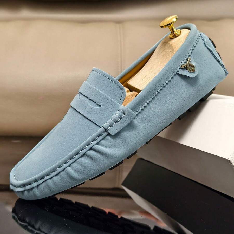 Men Moccasin Loafers 2024 Summer Suede Soft Sole Slip-On Casual Driving ...