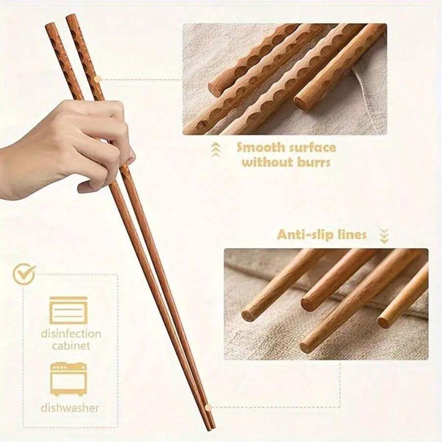 Two, Long Wooden Stir Fry Chopsticks, Reusable Wooden Chopsticks For ...