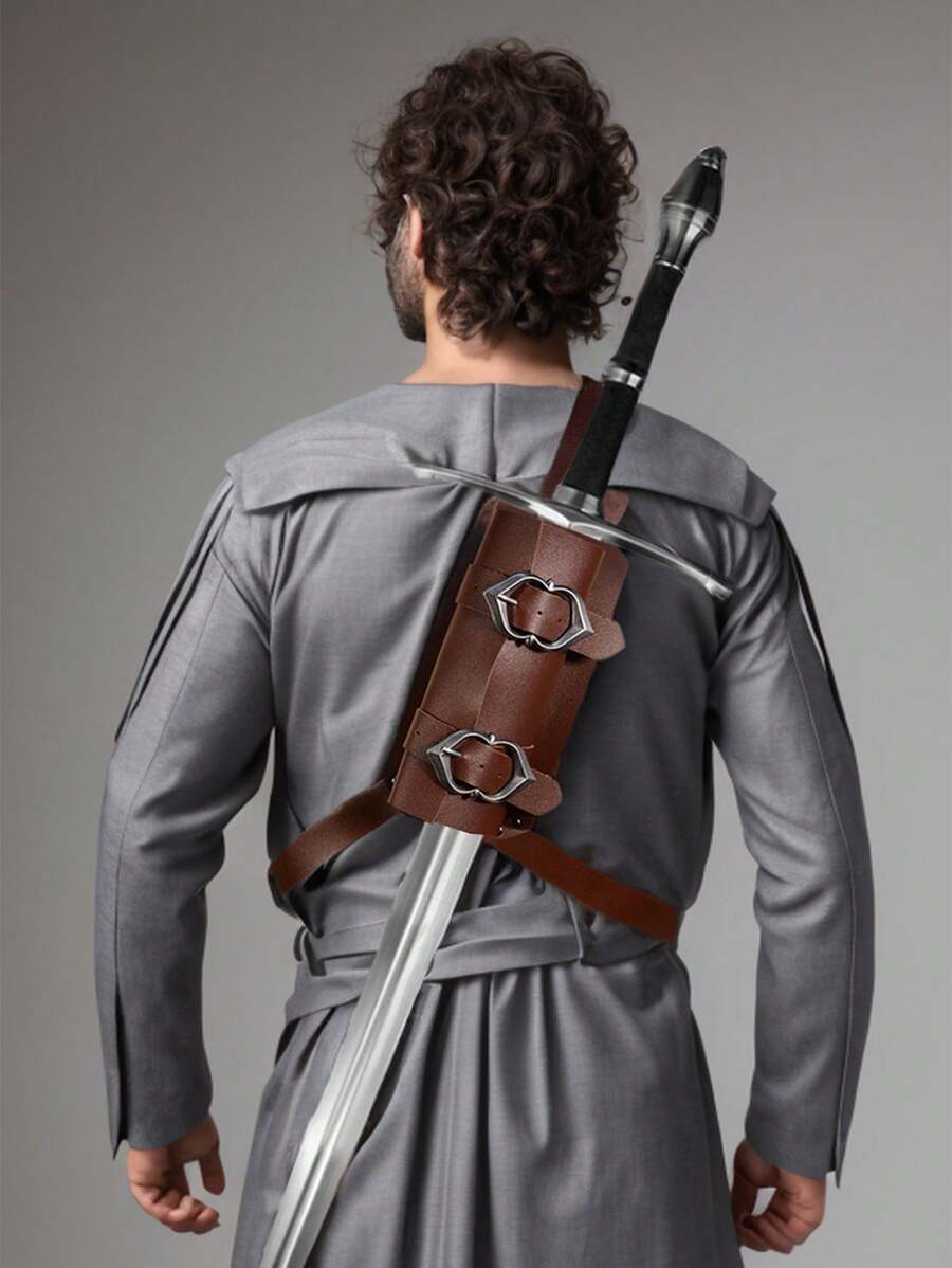 Medieval Leather Back Sword Shoulder Frog - Adjustable Sheath Holster ...