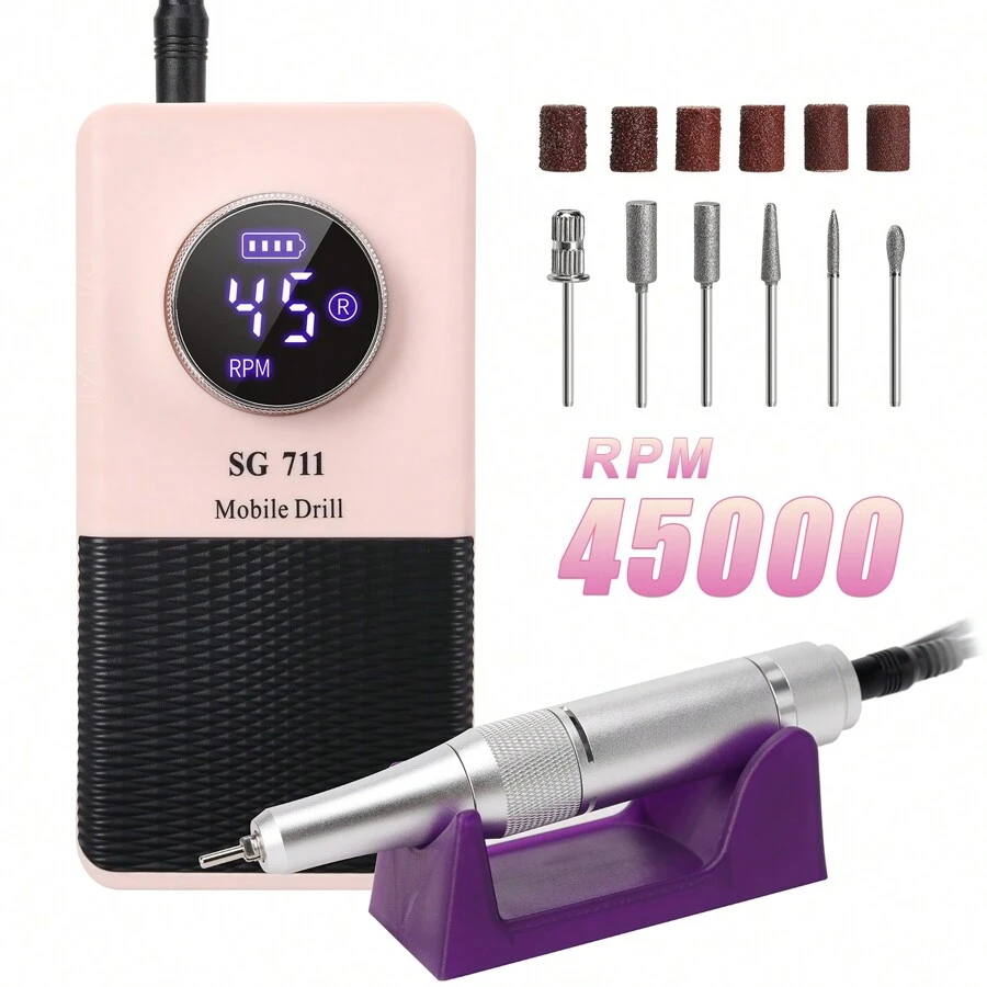 Máquina de lima de uñas eléctrica portátil profesional de 45000 RPM ...