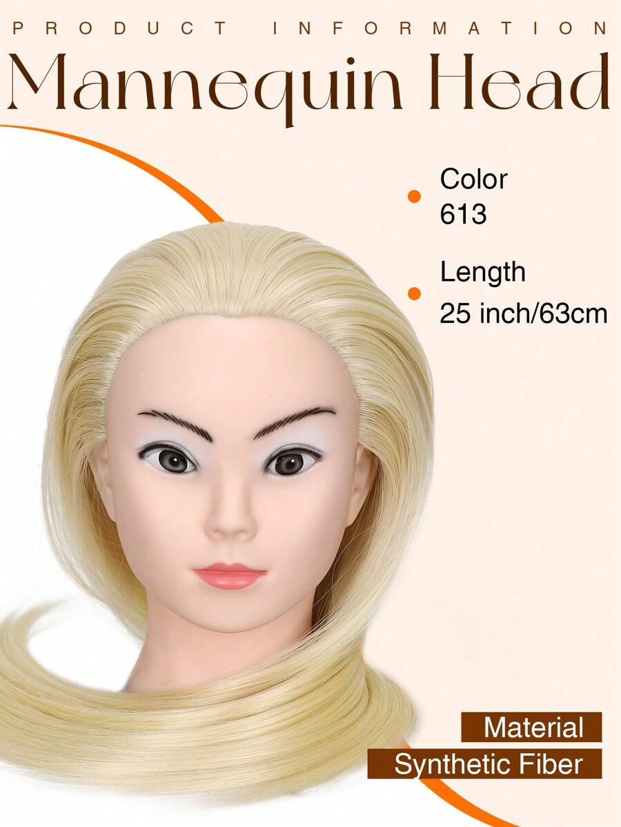 Mannequin Head 25 Inch Synthetic Fiber Manikin Head Hairdresser Styling ...