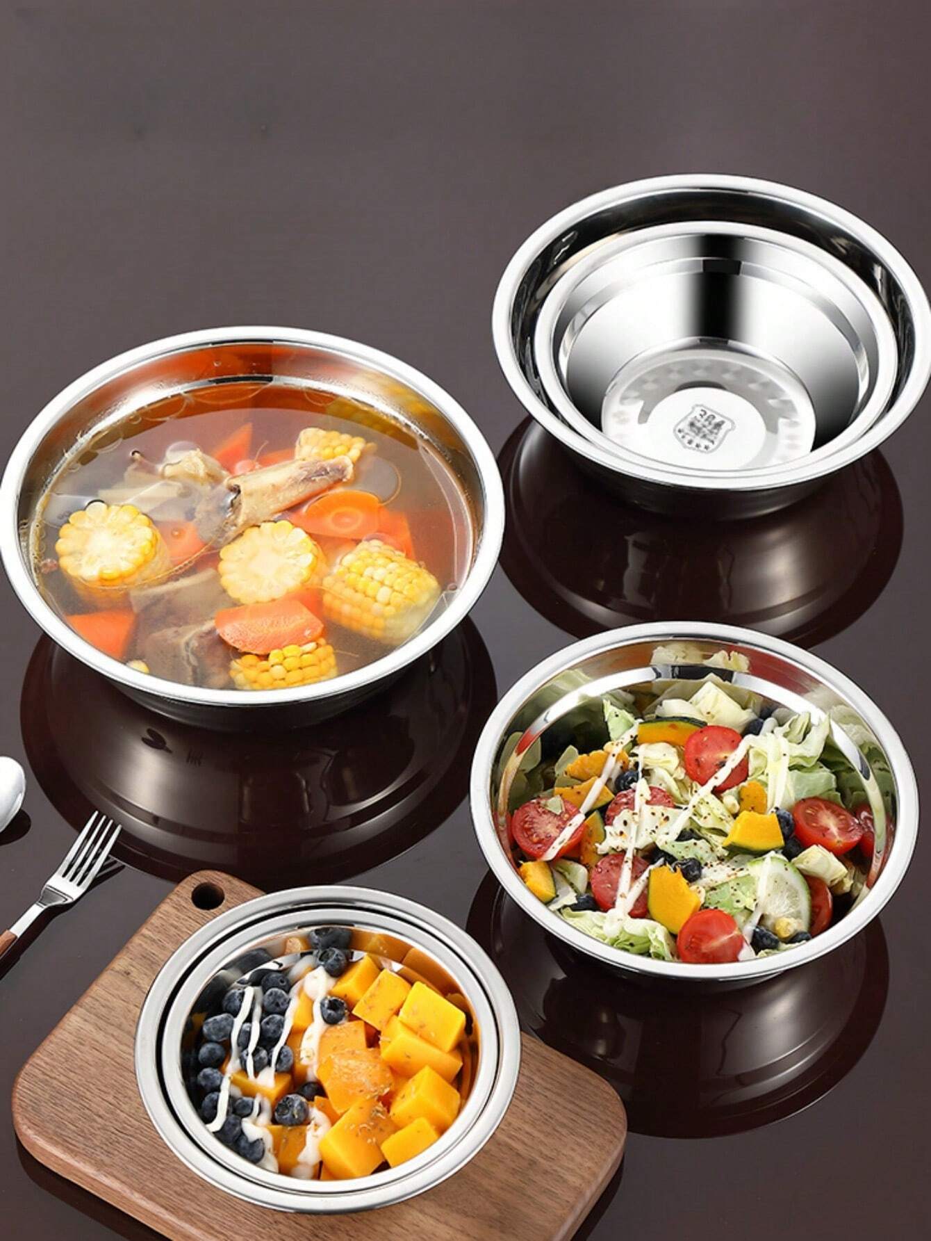 Stainless Steel (SUS304) Household Deep Large And Small Bowls ...