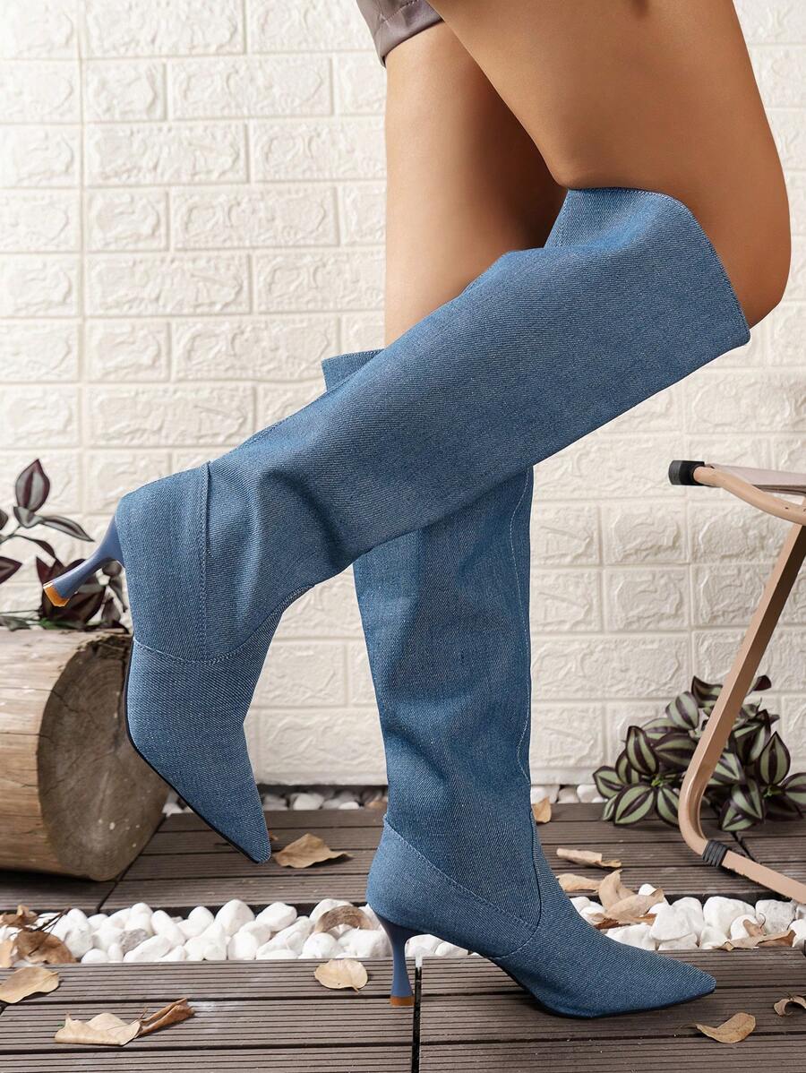 Pointed Toe High Heel Tall Boots For Women, New Fall Slim Fit Knee High ...