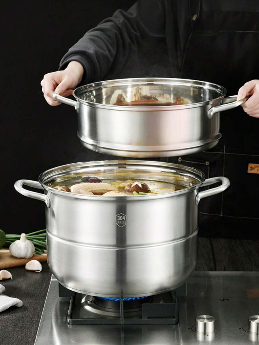 Extra-Thick Stainless Steel 3-Tier Steamer Set, Large Capacity ...