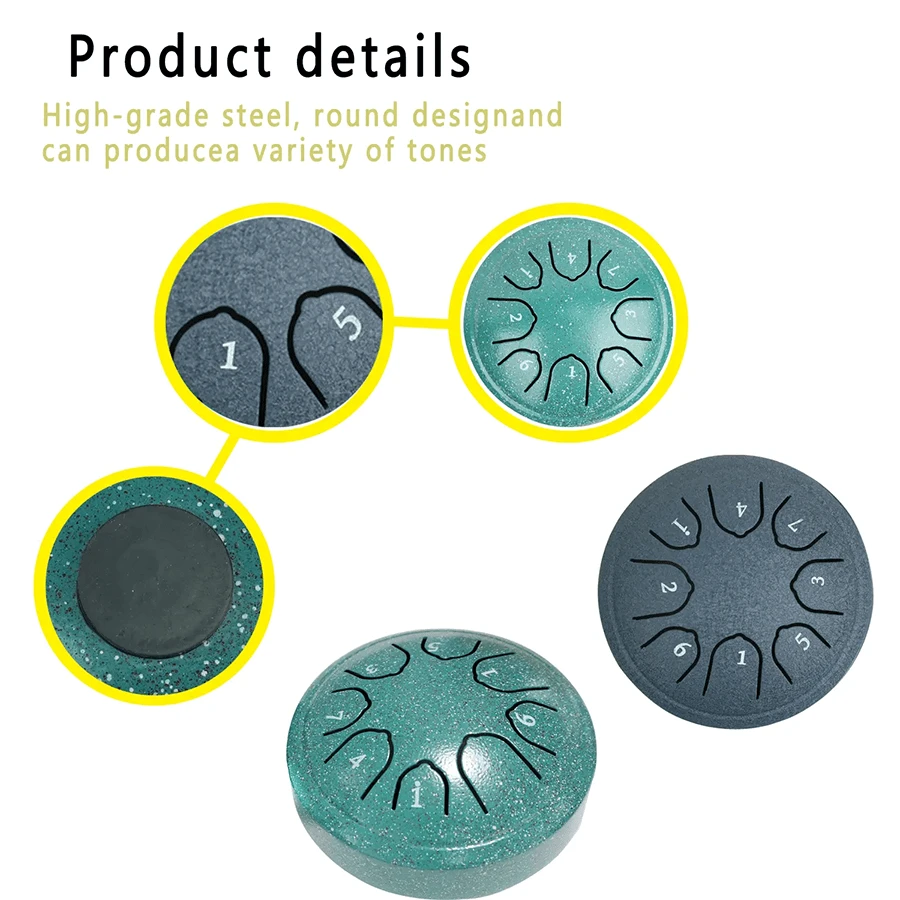 Steel Tongue Drum 4.5 Inch 8 Notes Rain Drum Drum Steel Tongue Drum ...