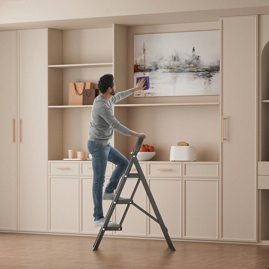 Step Ladder, 3 Step Ladder Folding Step Stool, Multi-Purpose ...