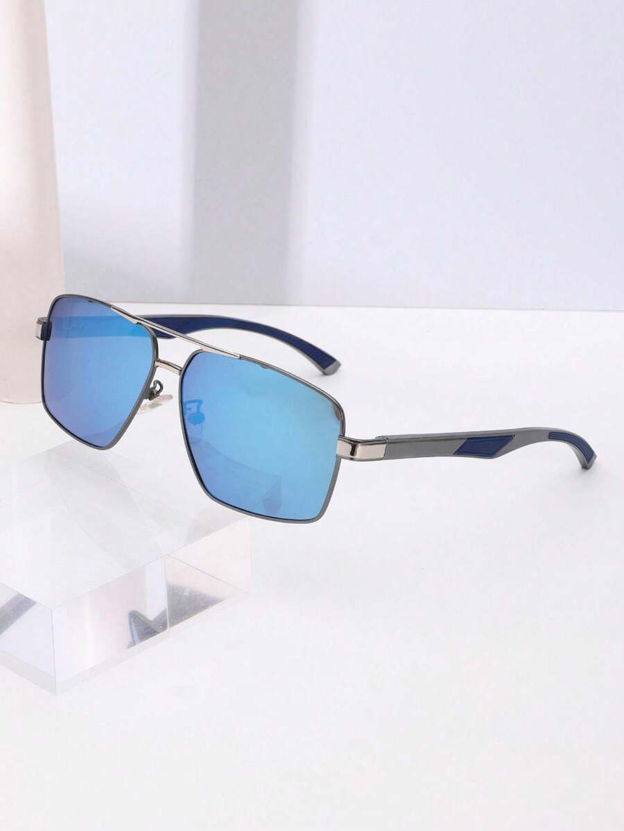 Classic Premium Men's Double Bridge Sunglasses With Ice Blue Polarized ...