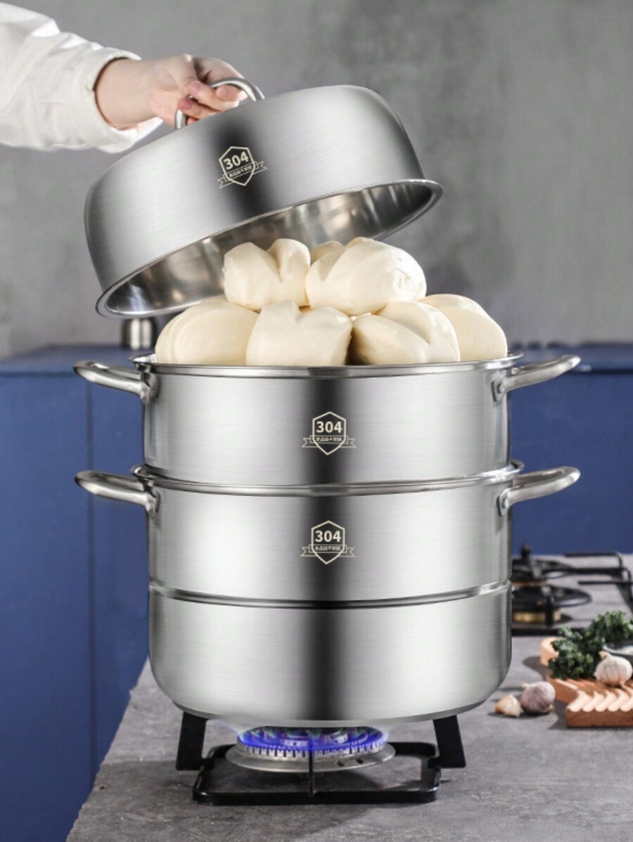 Extra-Thick Stainless Steel 3-Tier Steamer Set, Large Capacity ...