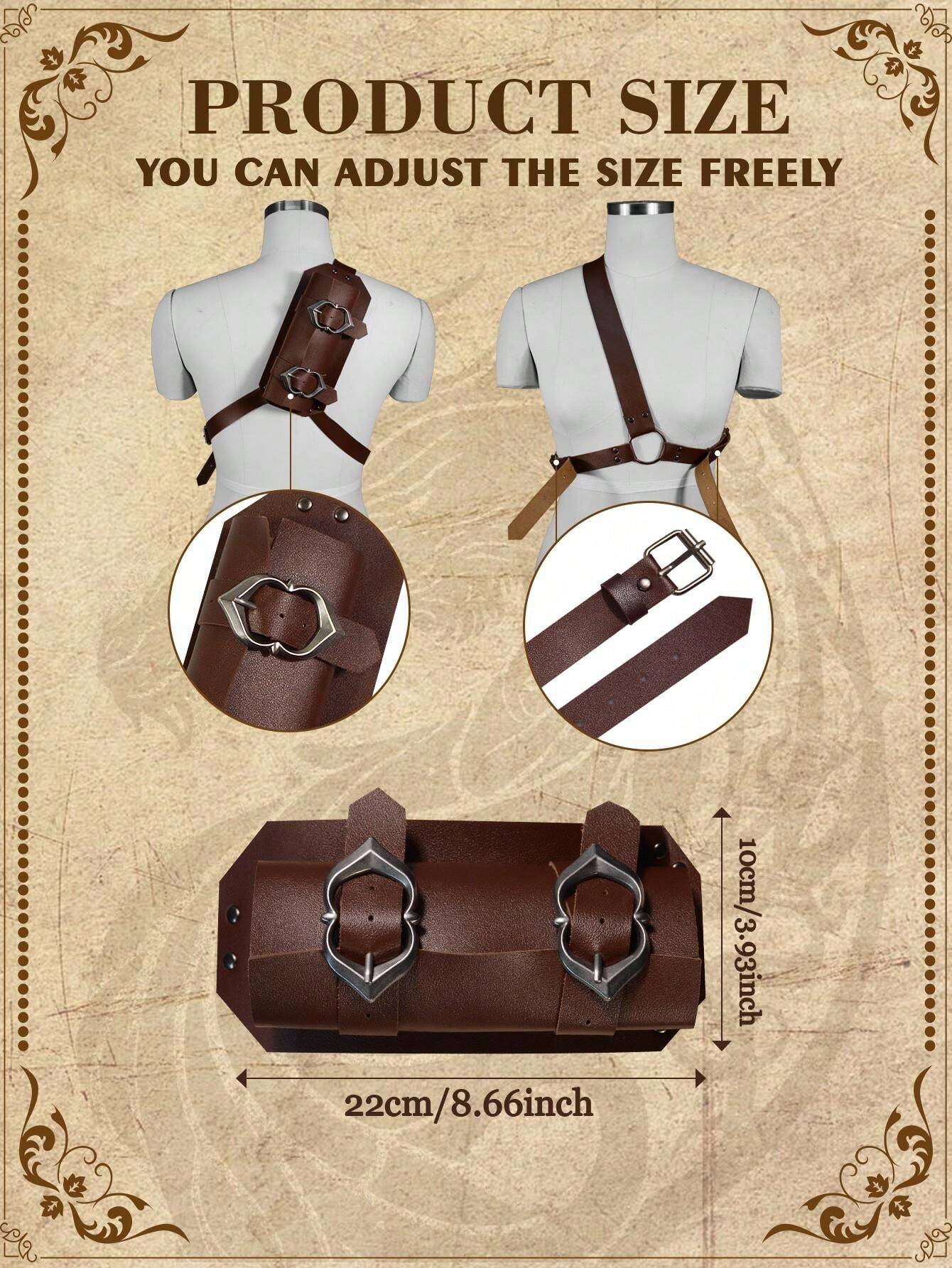 Medieval Leather Back Sword Shoulder Frog - Adjustable Sheath Holster ...