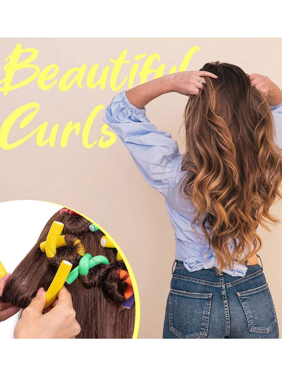 10Pcs/Pack 18cm Heatless Flexible Curling Rods Soft Flexible Hair ...
