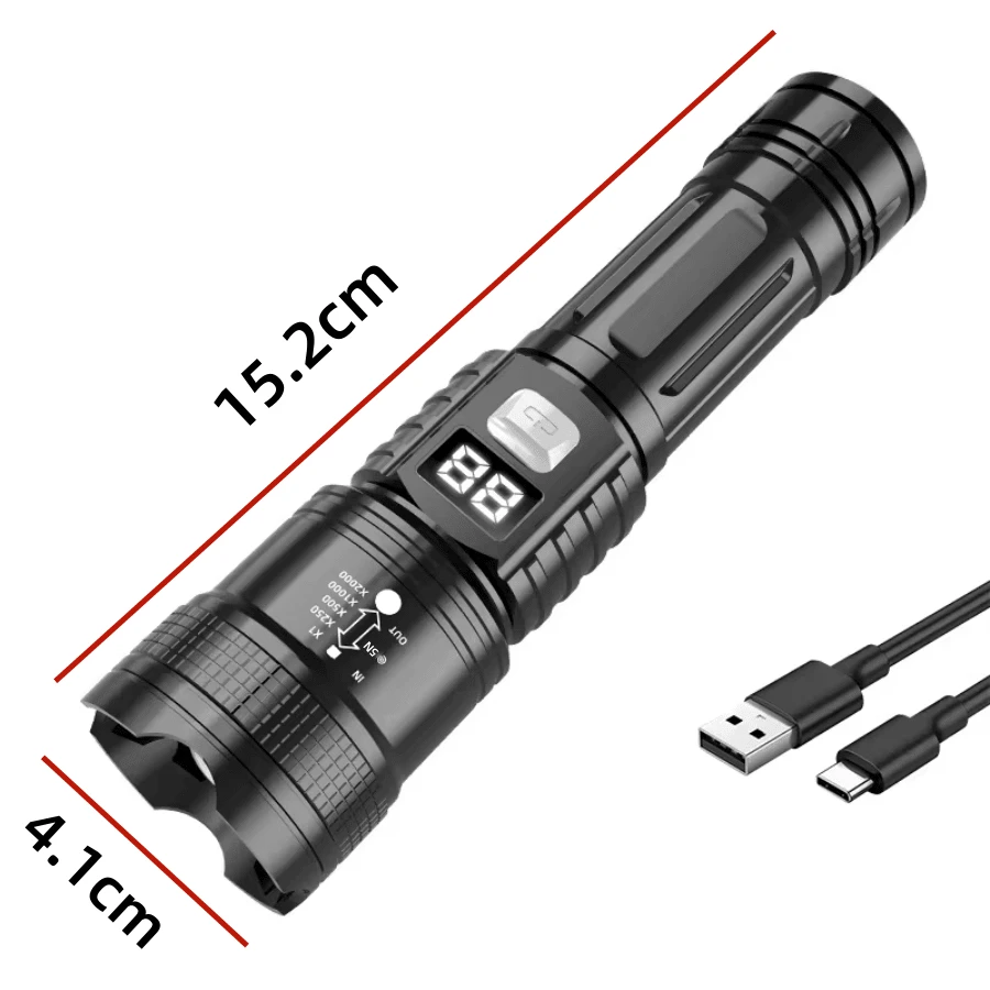 Linterna LED súper potente de 10000 lúmenes 2024, linterna táctica ...