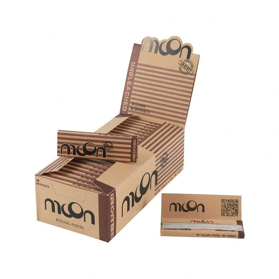 MOON Rolling Papers 50 Packs Premier Natural Short Size Unbleached ...